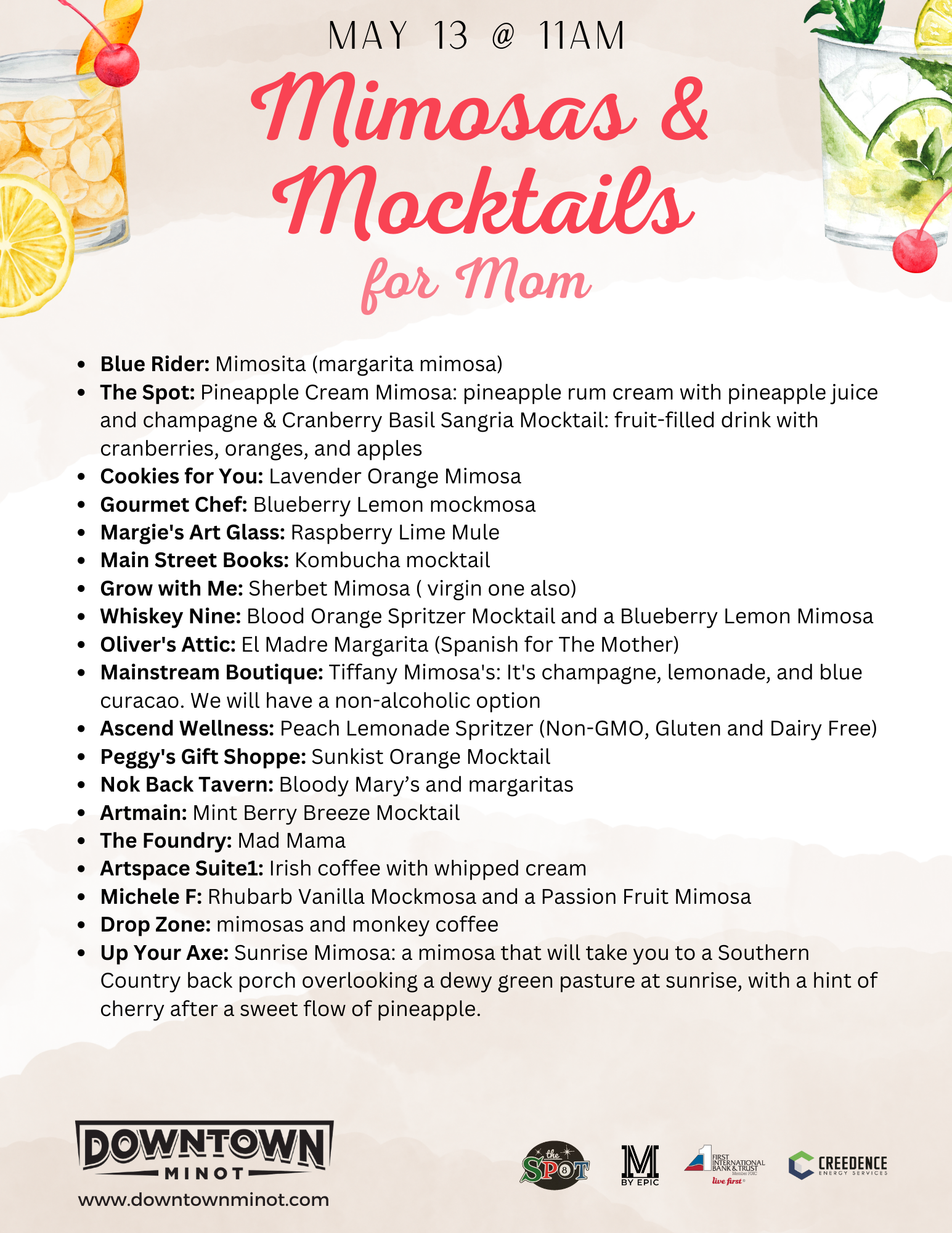 Mimosas & Mocktails for Mama - Downtown Minot